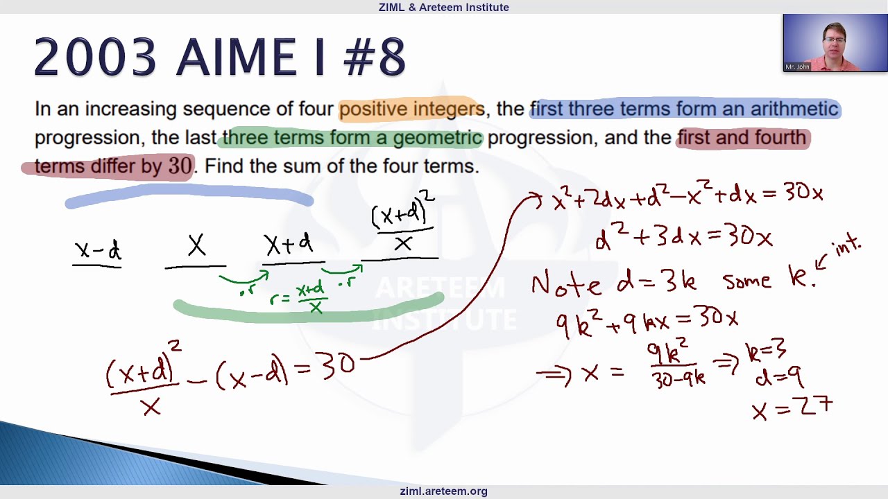 Mr. John Solves 2003 AIME I #8 and 2009 AIME II #10 - Thursday Tidbit ...