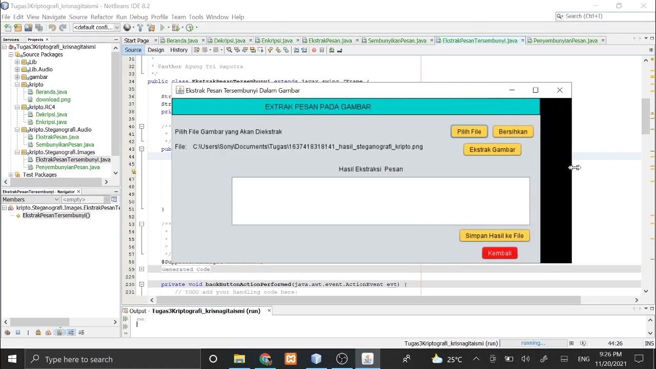 Kriptografi demo Aplikasi Metode modifikasi RC4 - Java - YouTube