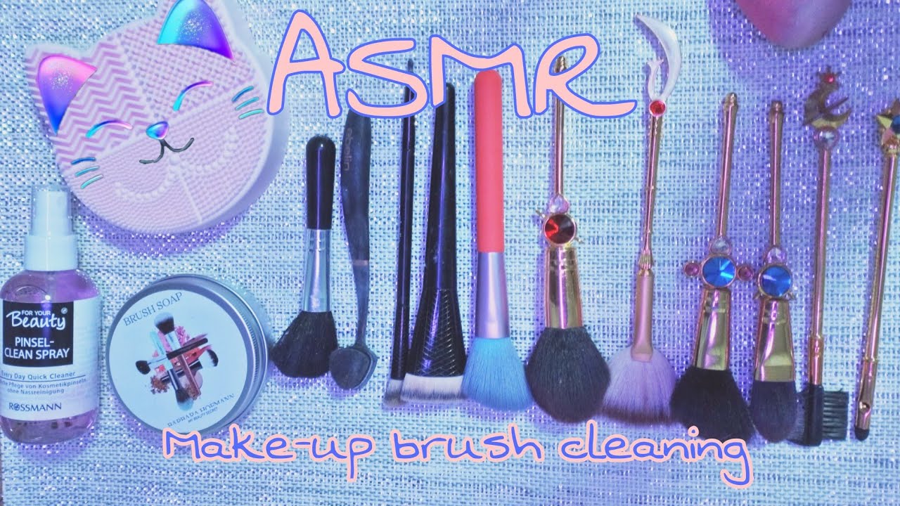 ASMR Make Up Brush cleaning (Whispering, water Sounds, Rubber Gloves ...