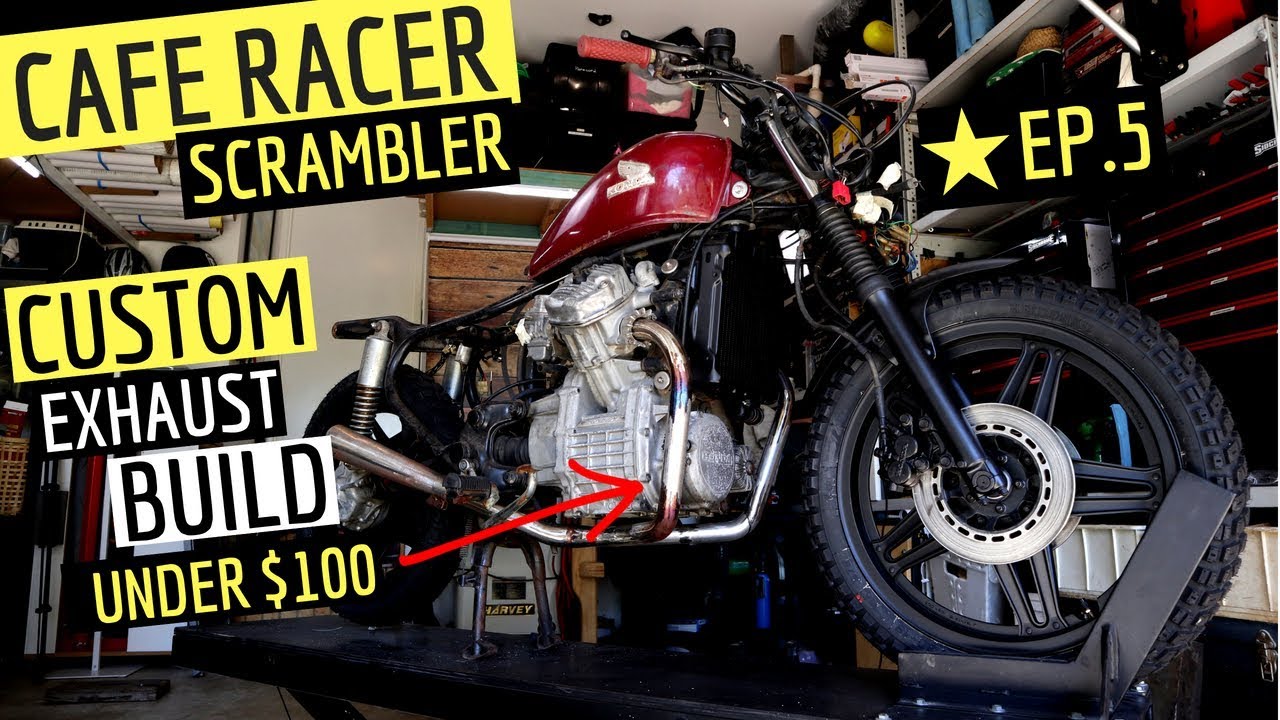 Cafe Racer - Scrambler Custom Exhaust Build with Muffler - YouTube
