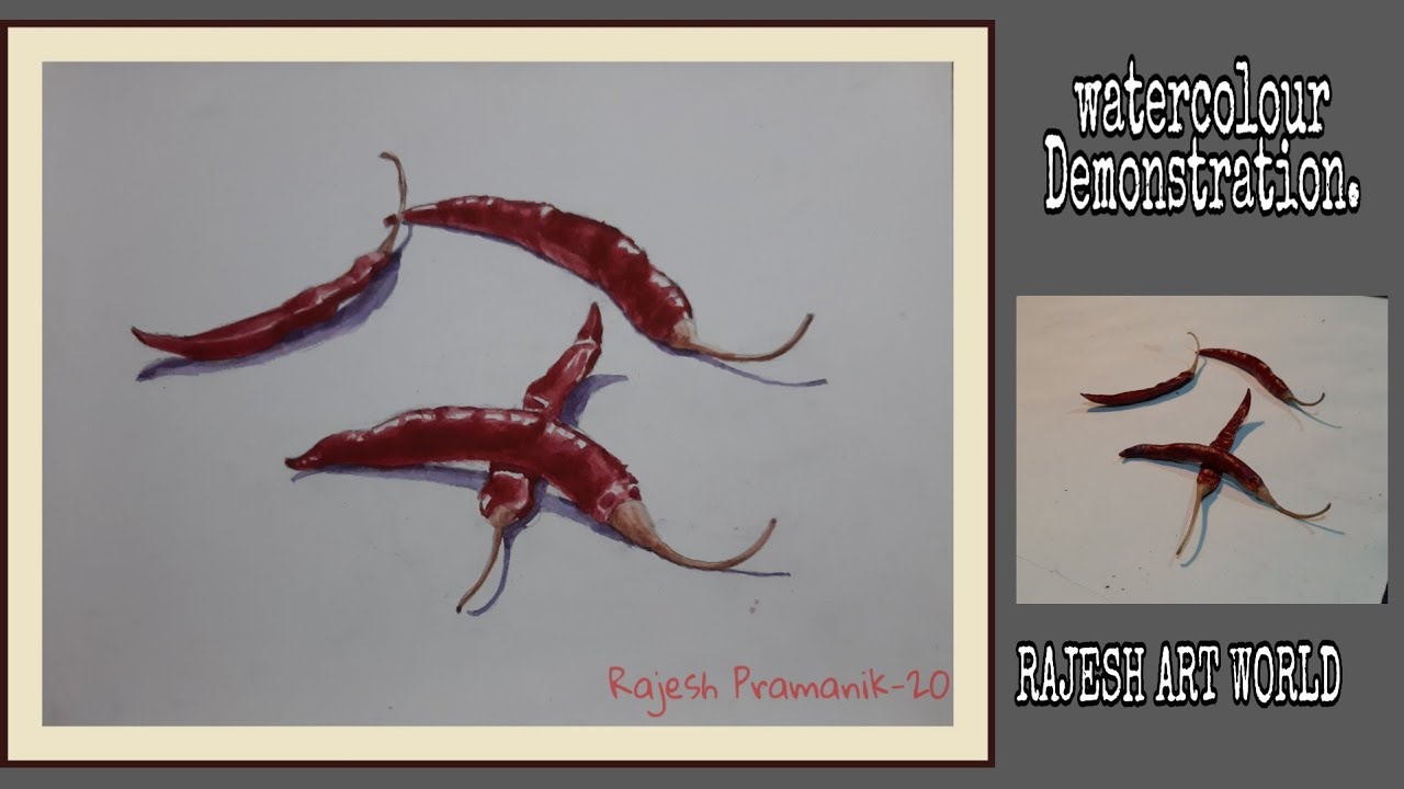 how to paint chili watercolour || chili painting || chili drawing - YouTube