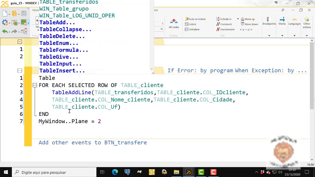 Guia Windev 25 - aula 325 - Processos e Multi Seleção. - YouTube