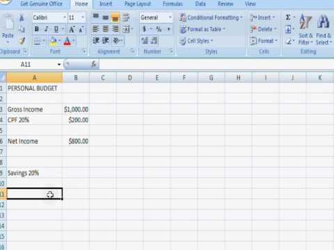 ITABS using excel for personal budgeting - YouTube