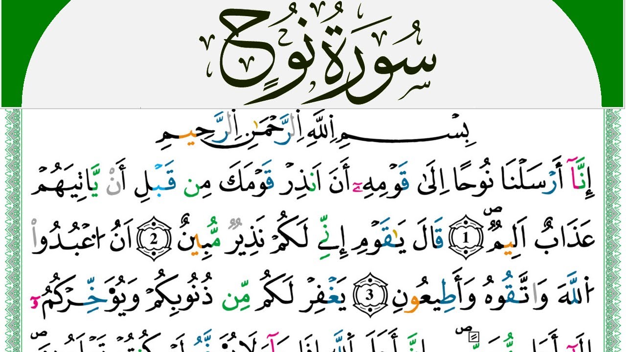 سورة نوح مكتوبة محمد سايد Surah Nouh برواية ورش عن نافع من