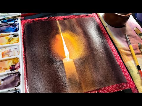 How to paint a CANDLE with WATERCOLORS - YouTube