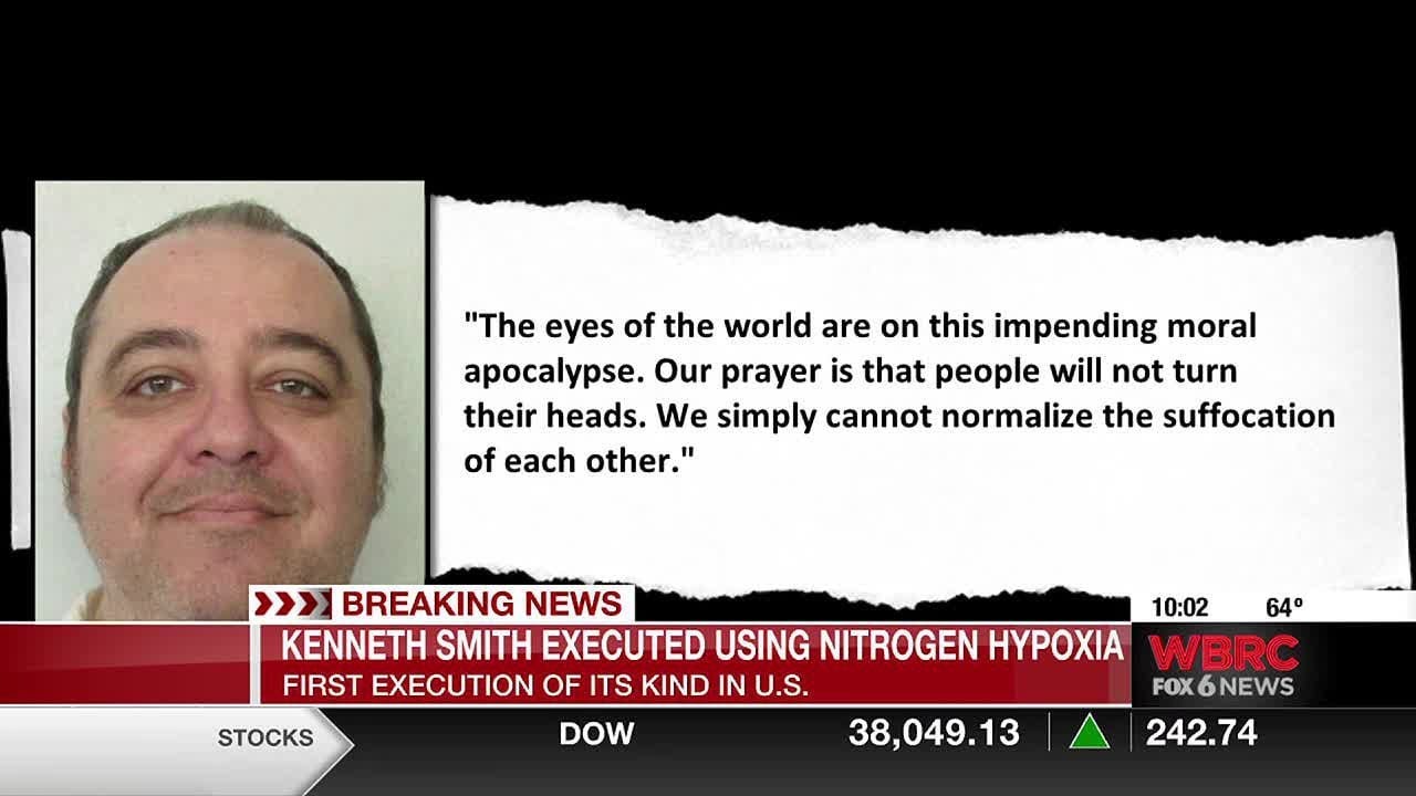 Kenneth Smith executed using nitrogen hypoxia - YouTube