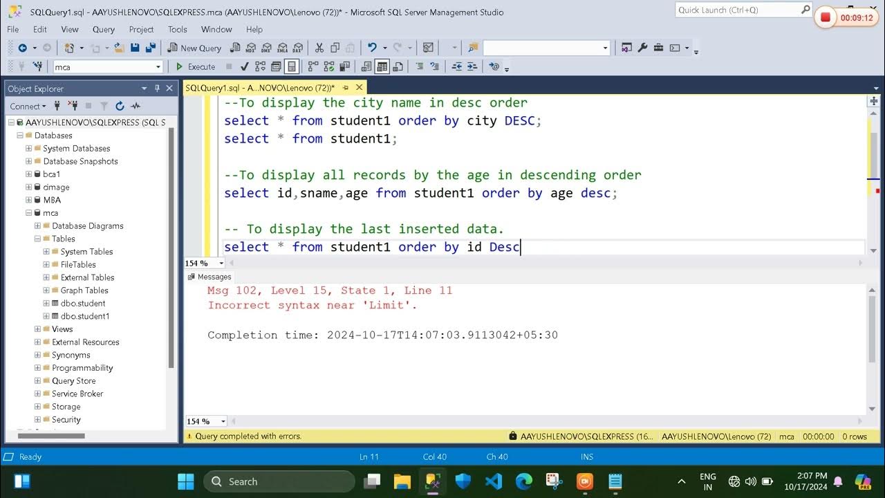 25 SQL SERVER Where Clause / Sorting (Type1) Demonstration - YouTube