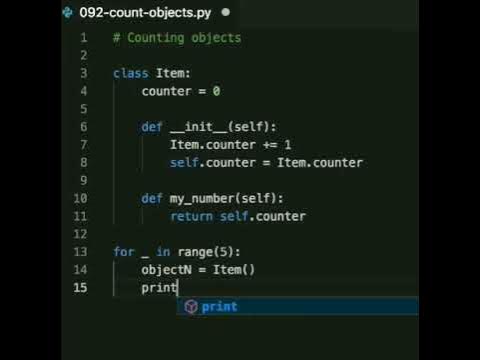 An example of using a class-level variable to count how many objects of this class were created ...