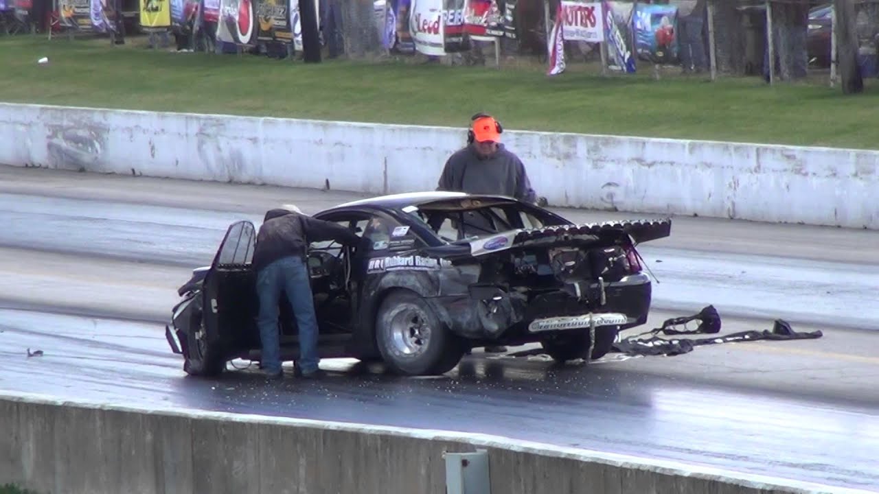 Street Outlaw Mustang Crash NMRA 2014 - YouTube
