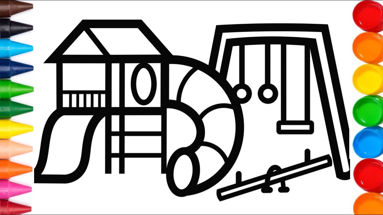 How to draw Swing and Slide drawing || cute things drawing || drawing ...