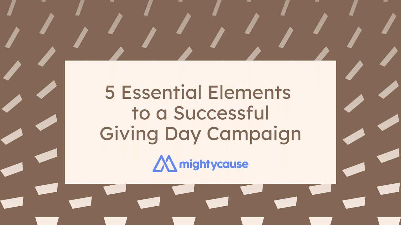 5 Essential Elements to a Successful Giving Day Campaign - YouTube