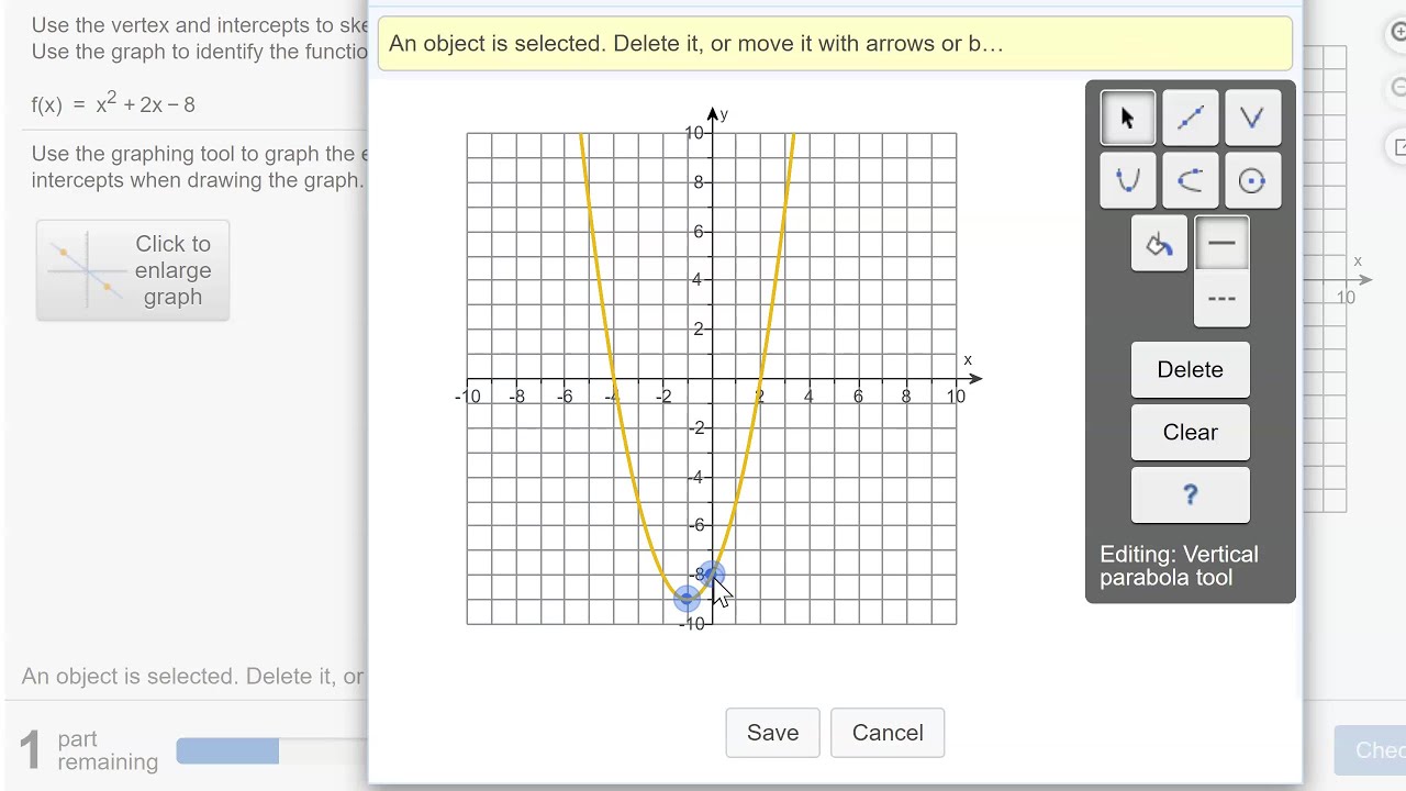 Using MyMathLab To Graph The Parabola F x x 2 2x 8 By Finding The Using MyMathLab To Graph The Parabola F x x 2 2x 8 By Finding The