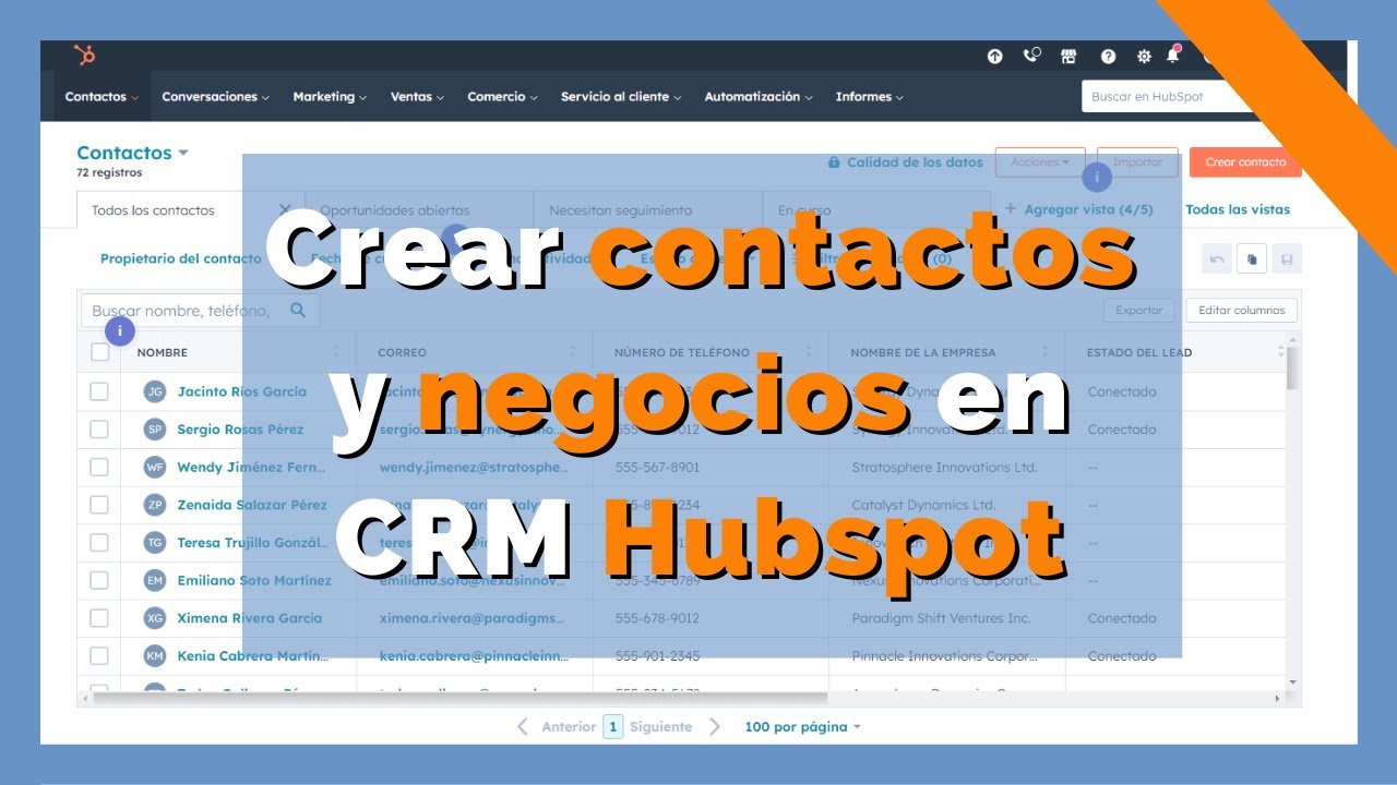 Cómo crear contactos y negocios en el CRM de Hubspot - YouTube