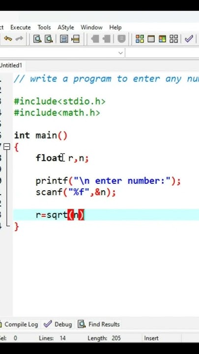 Calculate Square Root Of Number C Programming Language Youtube