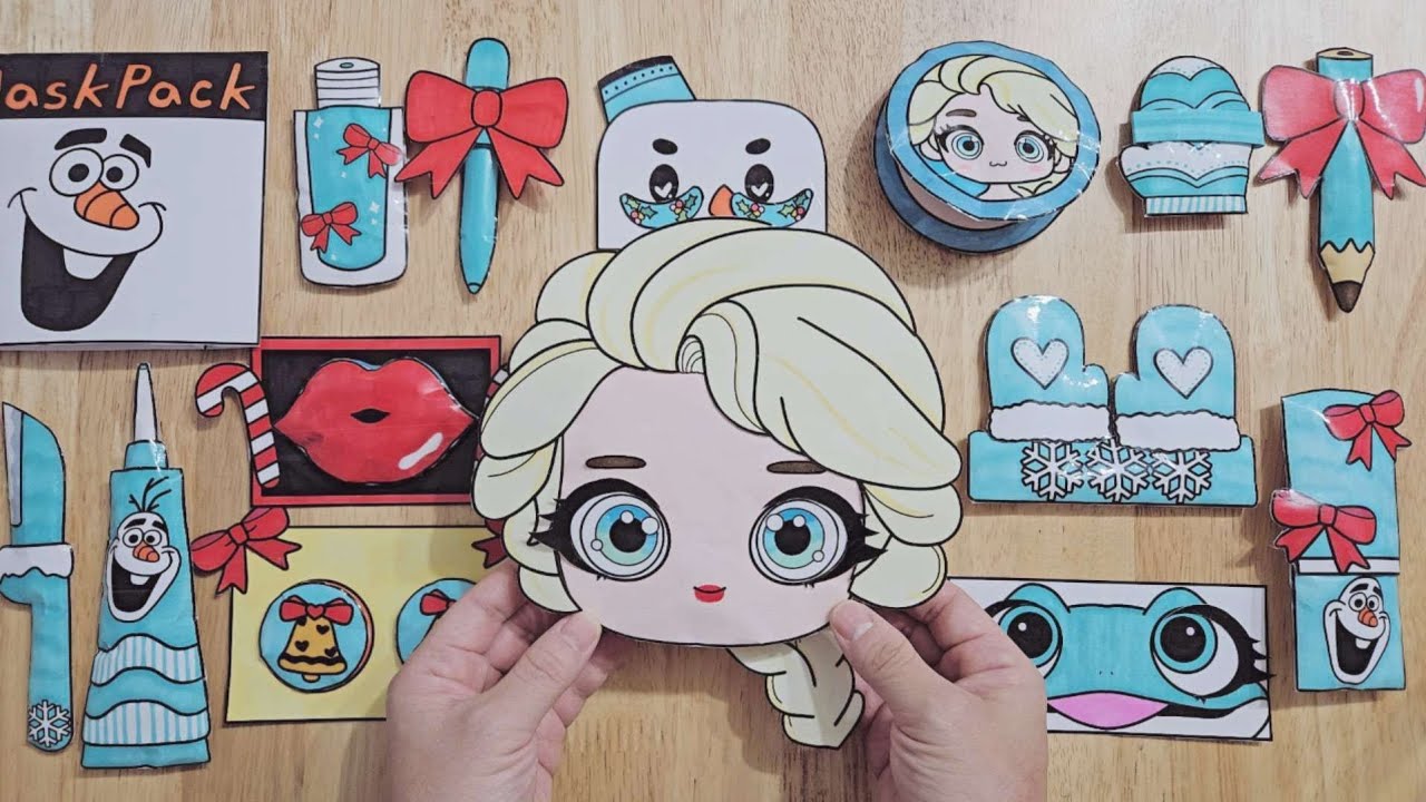 [paper diy] Frozen Elsa skincare makeup 겨울왕국 엘사 스킨케어 메이크업 #asmr # ...