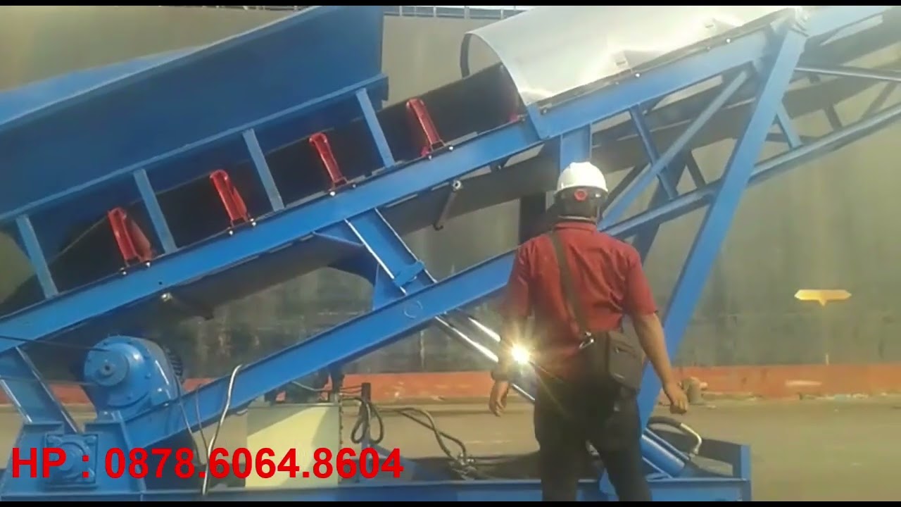 Mesin conveyor untuk bongkar muat muatan kapal - YouTube