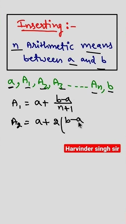 Arithmetic progression | Inserting n arithmetic means between a and b | All maths formulas - YouTube