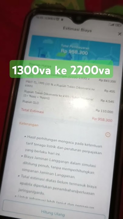 Biaya tambah daya 1300 va ke 2200 va #kwh - YouTube