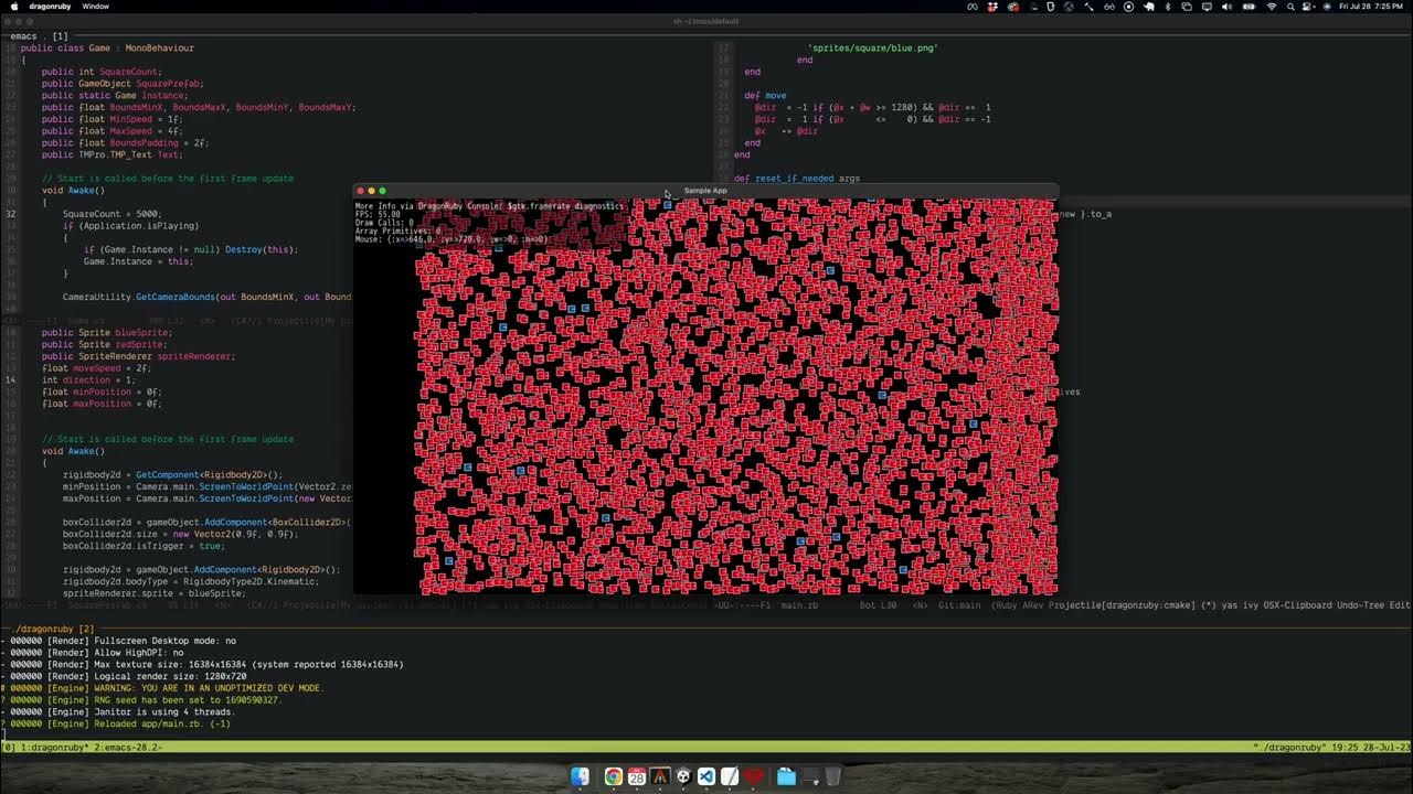 DragonRuby Game Toolkit vs Unity Performance - Collisions - YouTube