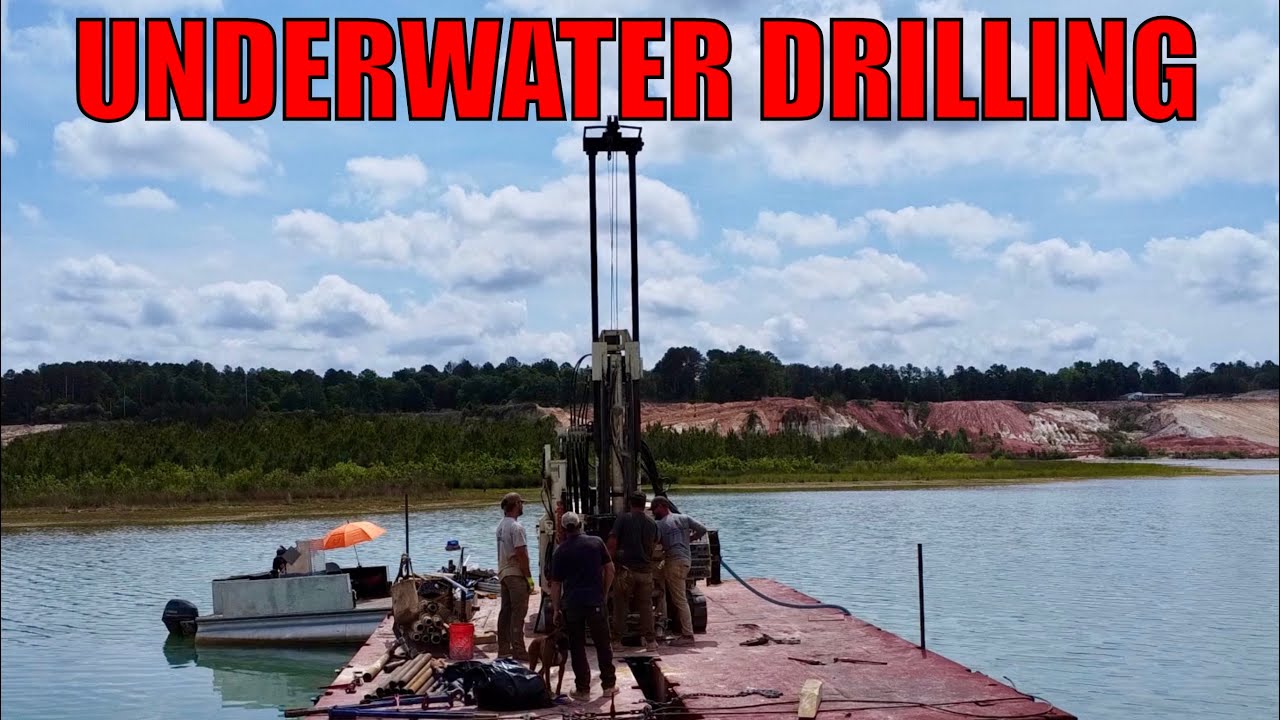 Underwater Drilling from a Barge - Geoprobe for Sand - YouTube