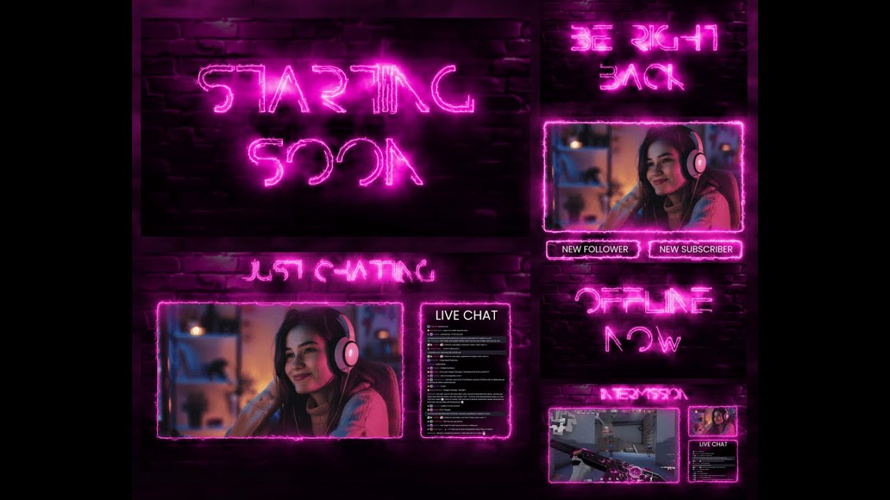 Neon Electric Pink Free Stream Overlay | Cute & Free Twitch Stream ...