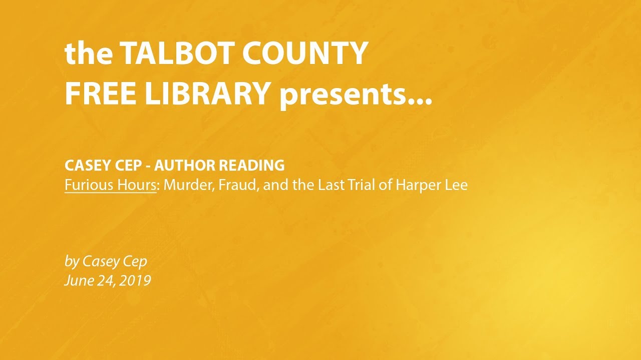 The Talbot County Free Library Presents S3E4 - Casey Cep - YouTube