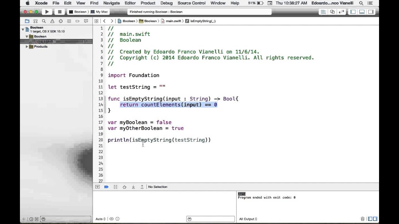 Swift Tutorial 3 Boolean Values True Or False Youtube 6400