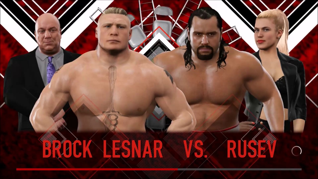 WWE 2K17 Brock Lesnar Vs Rusev - YouTube