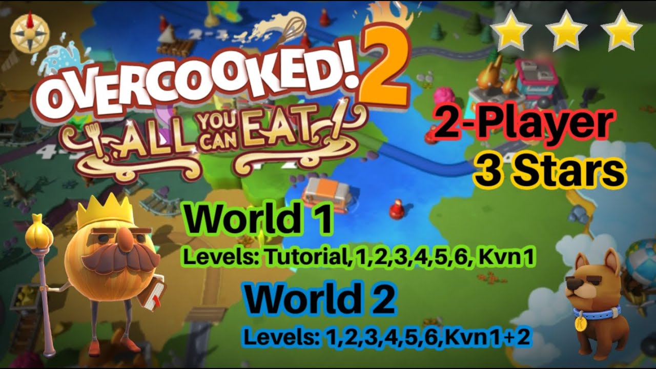 OVERCOOKED! 2: WORLD 1 & 2 [2 PLAYER, 3 STARS, AYCE] - YouTube