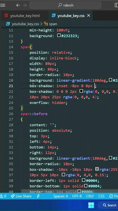 How to create keyboard keys using css | #key @CodebyVidya0007 - YouTube