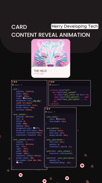 Card Content Reveal Animation | Elevate Your Web Design Skills ||#shorts #shortvideo #coding# ...