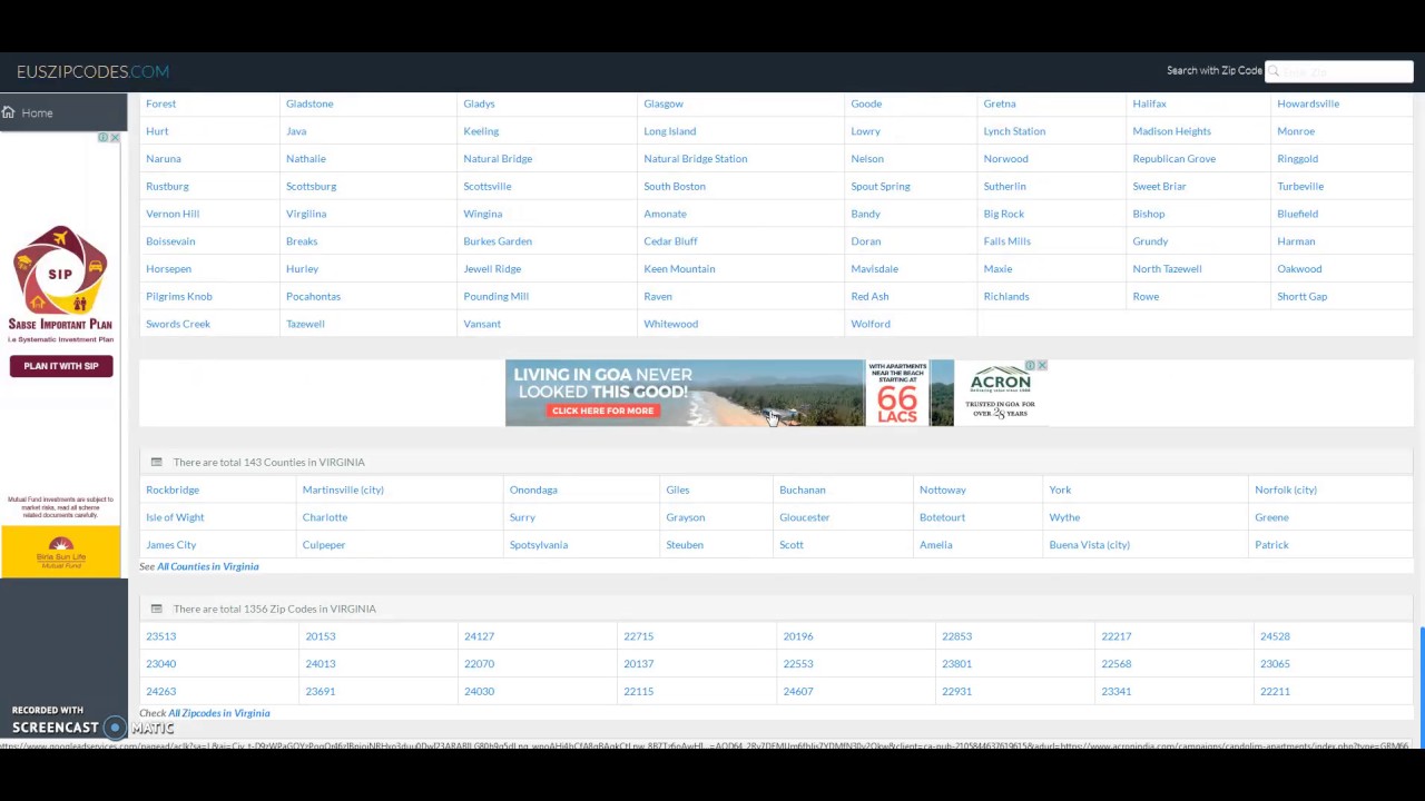 State Virginia VA USA Zip Codes, Cities, Counties - YouTube
