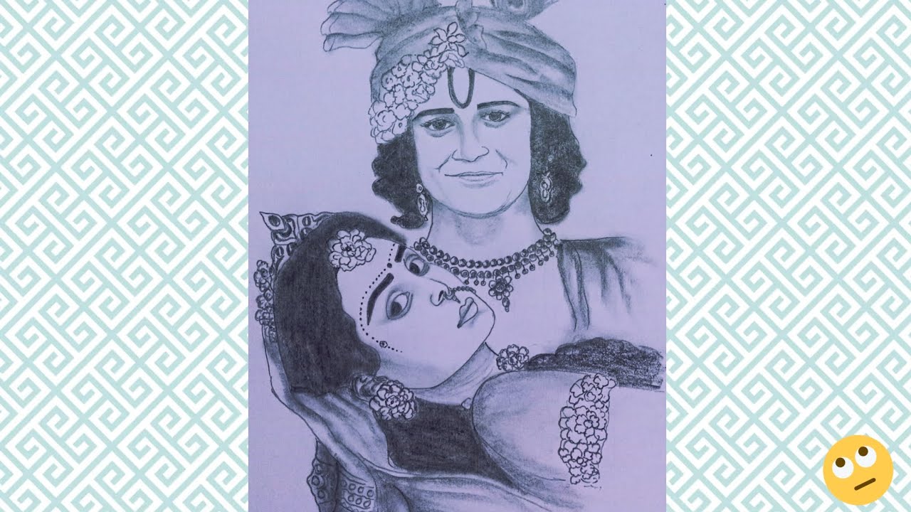 how to draw lord radha and krishna easy pencil sketch, রাধা কৃষ্ণ অঙ্কন ...