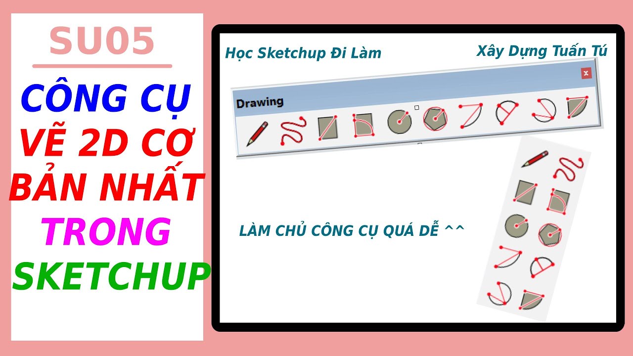 SU05 - CÔNG CỤ VẼ 2D CƠ BẢN NHẤT TRONG SKETCHUP - Học Sketchup Đi Làm ...