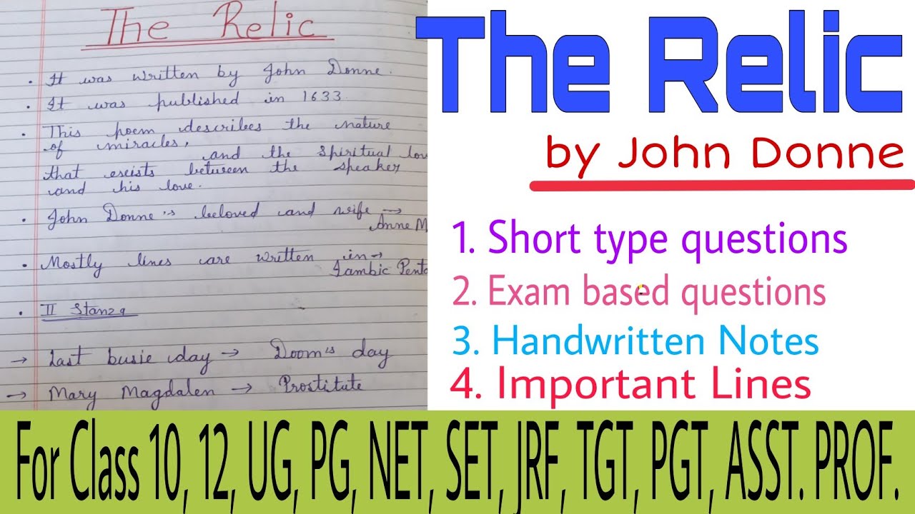 The Relic Poem Notes for UG,PG,TGT,PGT,NET,SET,JRF,ASSISTANT PROFESSOR ...