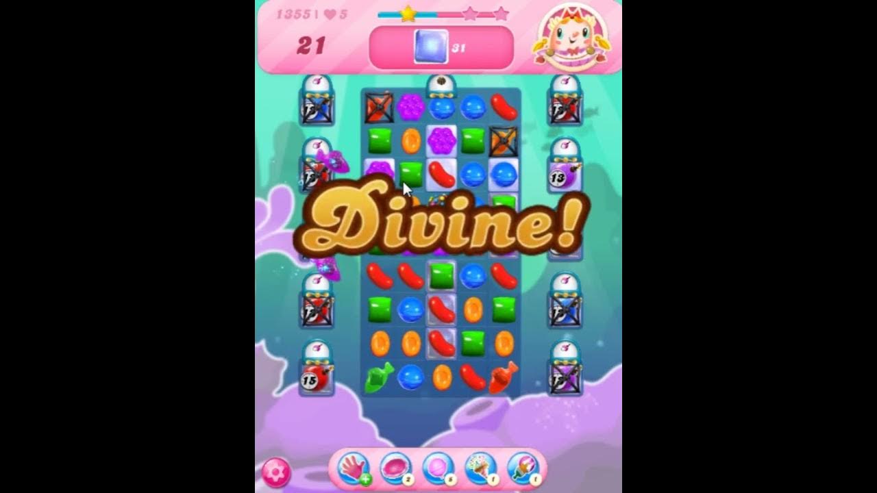 Candy Crush Saga Level 1355 - 3 Stars, 11 Moves Completed - YouTube