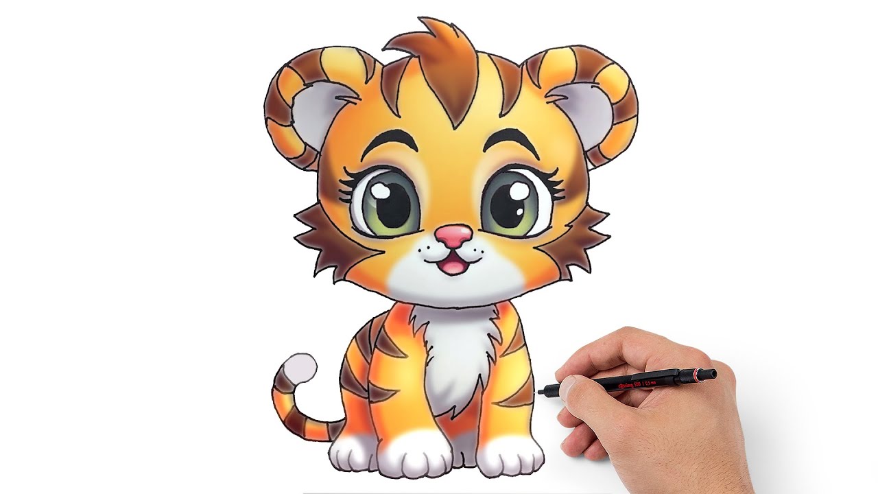 How To Draw A Cute Tiger Easy Step By Step Tutorial - YouTube