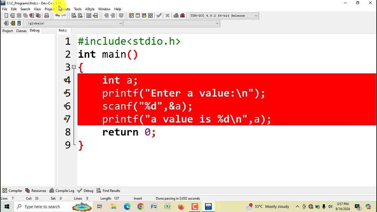 3_How to debug in DevCpp Software || Debugging the C/C++ Code in DevCpp|| C Lab Programs in ...
