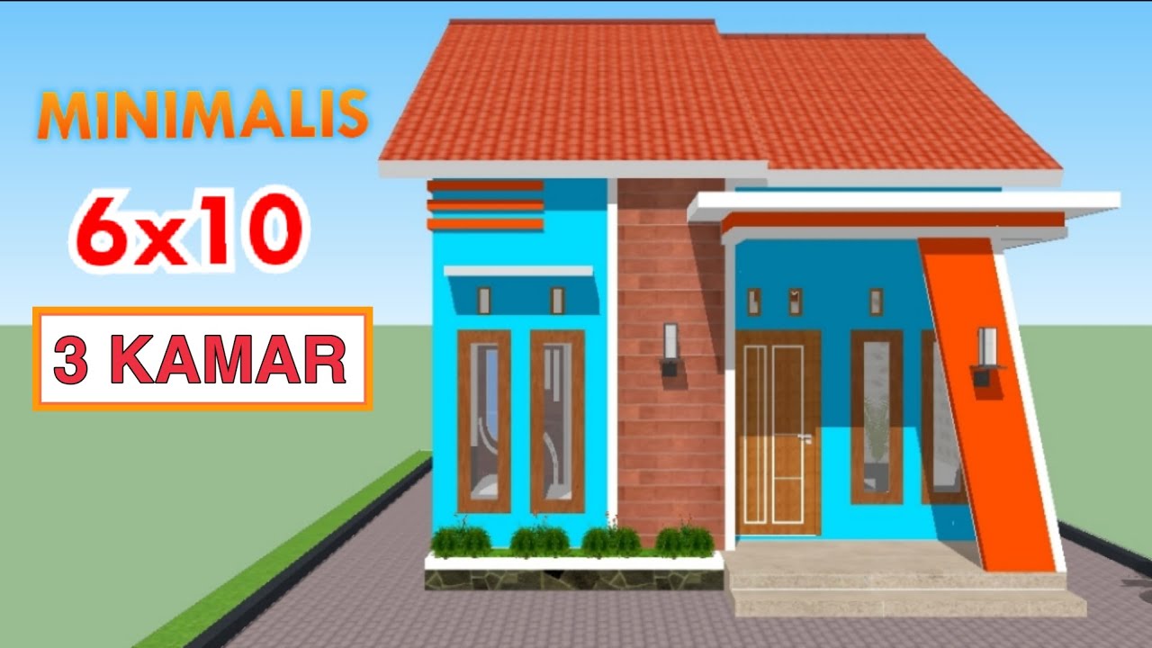 Desain Rumah 6x10 Meter | 3 KAMAR | ( 60 meter persegi ) - YouTube