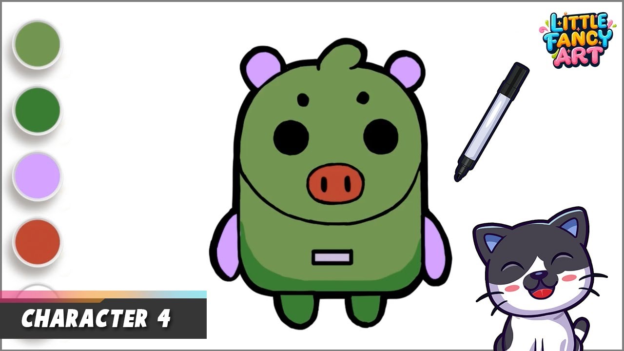 Random little Character Drawing and Coloring 4 - YouTube