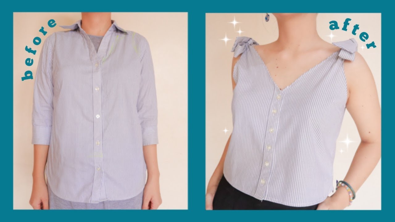 DIY UPCYCLING A SHIRT! Cami Crop Top / How To Refashion Old Clothes ...