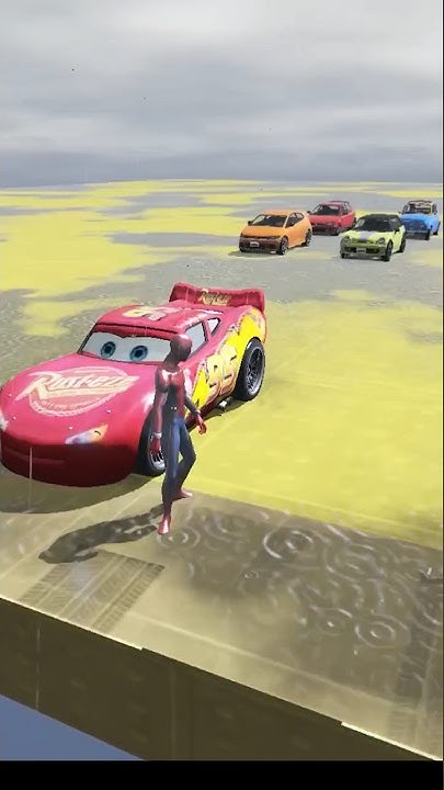 GTA 5 Epic Ragdolls Lightning McQueen Vertical Mega Ramp Challenge ...