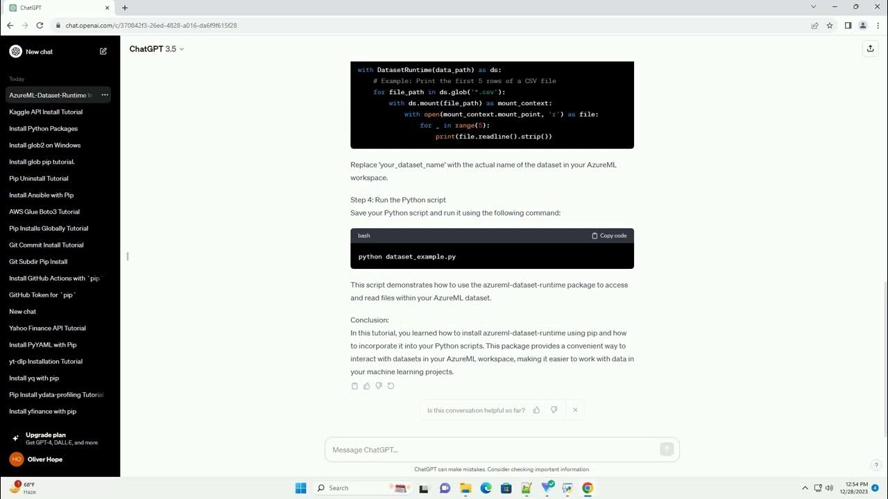pip install azureml dataset runtime - YouTube