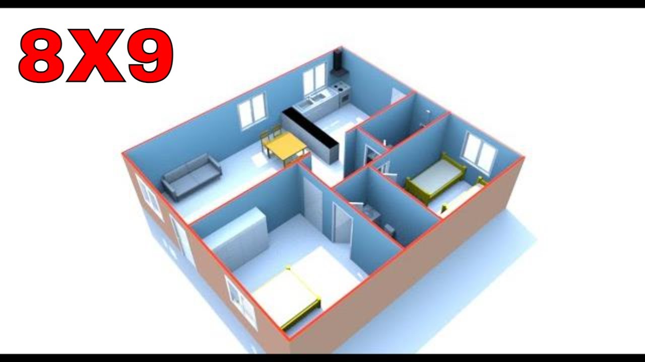 Planta Casa 8x9 Com 2 Quartos - YouTube