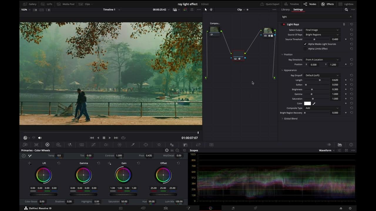 How to add LIGHT RAYS EFFECT in DaVinci Resolve 19 || 10BitCinecolours - YouTube