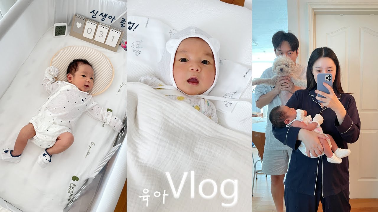 Vlog 육아브이로그생후20~40일👼🏻 집에서 육아시작 엄마 잠 좀 자자 신생아졸업 신생아태열관리