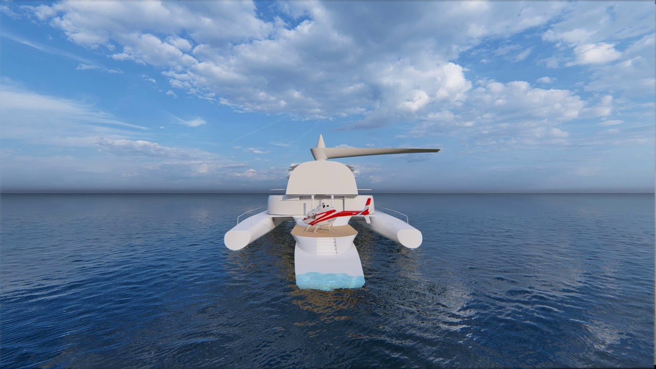 mega cruising trimaran concept with raising mast to become a fast ...