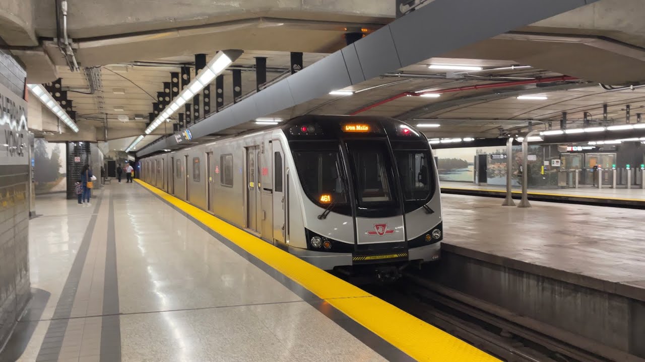 An Eastbound Toronto Rocket TTC Train on line 4 Departing Sheppard ...