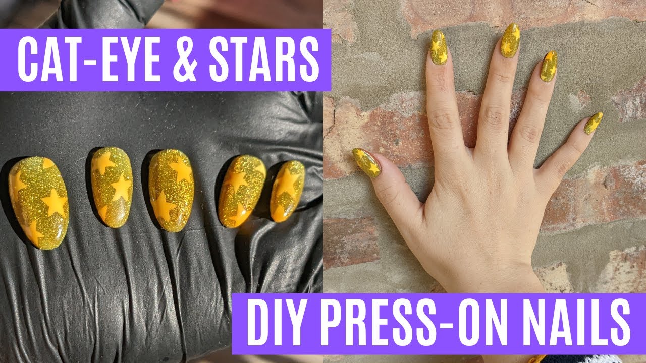 cat-eye and stars nail design - making diy press-ons with korean and ...