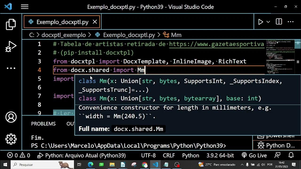 Python - Relatórios em Word usando modelo DocxTpl - YouTube